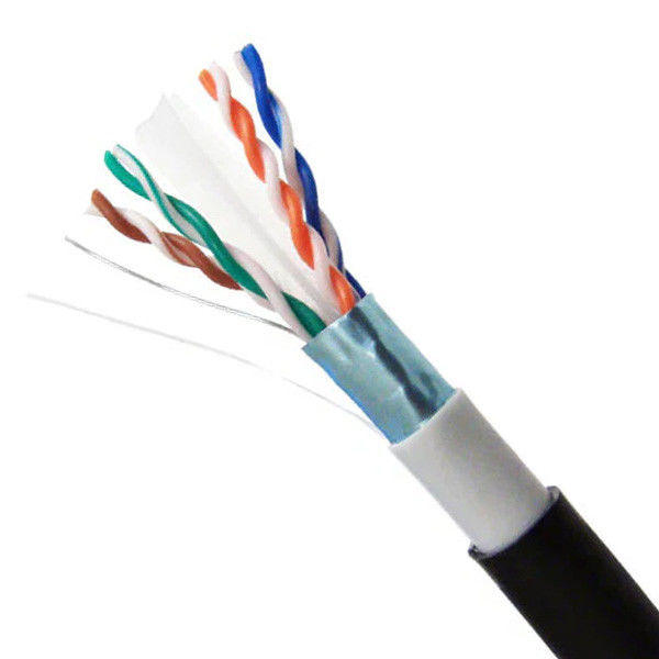Outdoor PE+PVC Jacket FTP CAT6 Cable Black Ethernet Cable Bare Solid ...